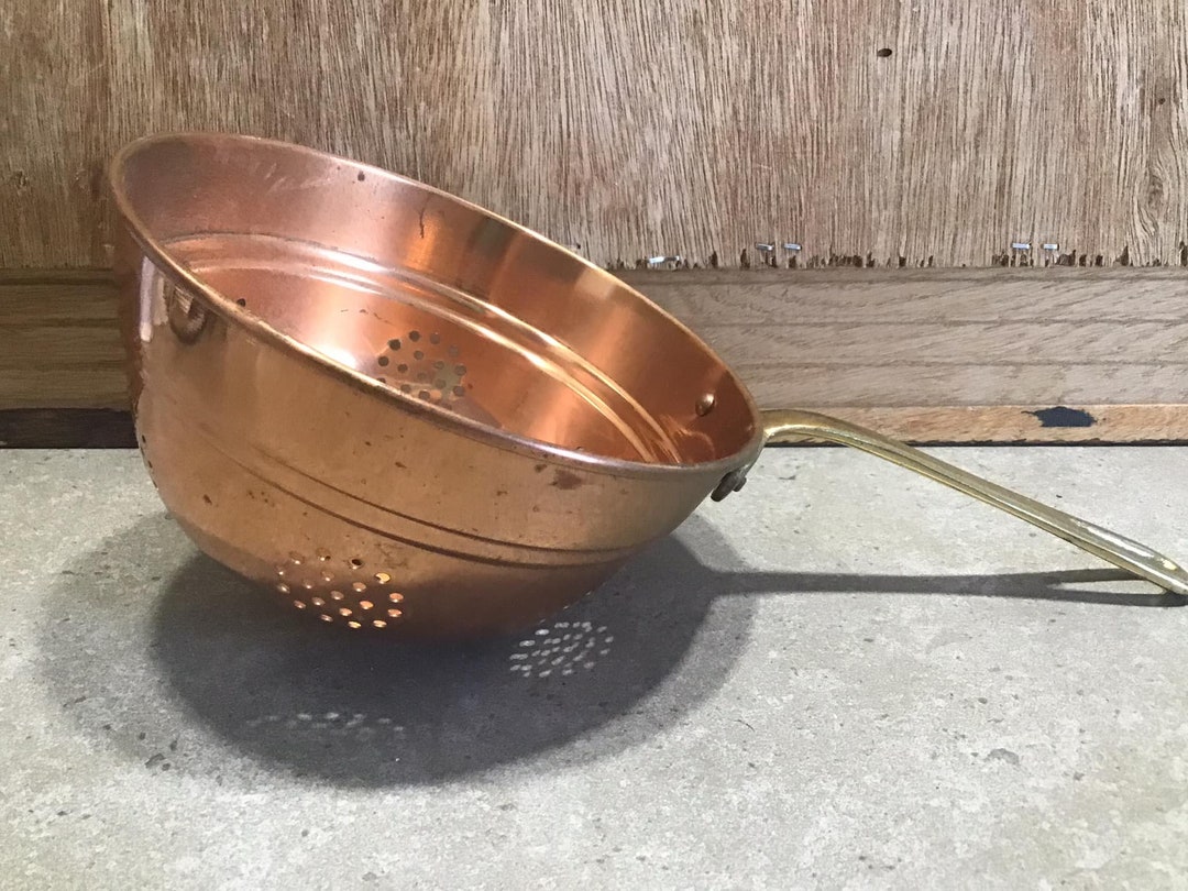 Vintage Copper & Brass Strainer / Colander With Brass Handle - Etsy