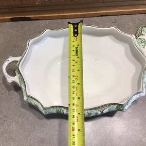 Waterloo Potteries Rose Royal Tureen: Green White Semi-porcelain ...