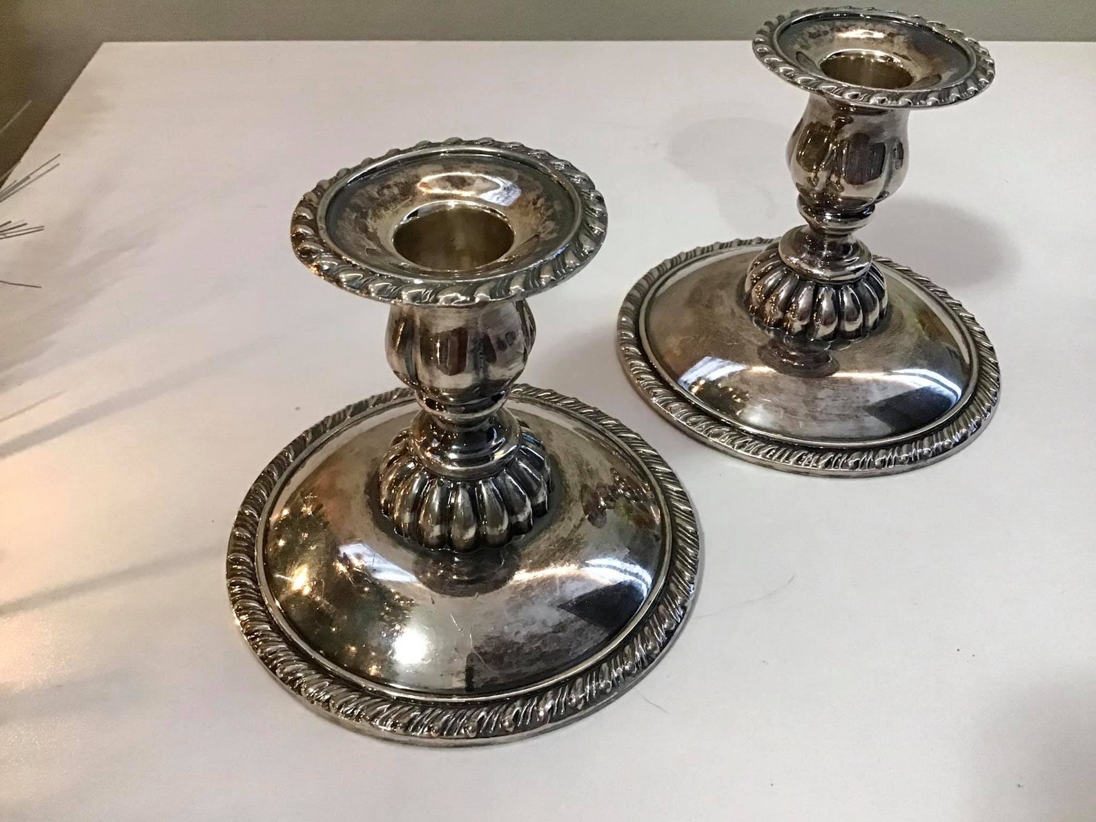 Vintage Silver Plated Candlestick Holders EP Lead, Two Candlesticks ...