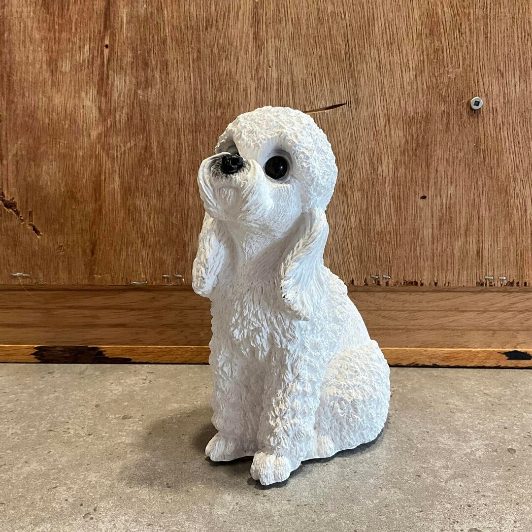 White Poodle Dog Figurine, Classic Critters White Poodle Dog Gold Medal ...