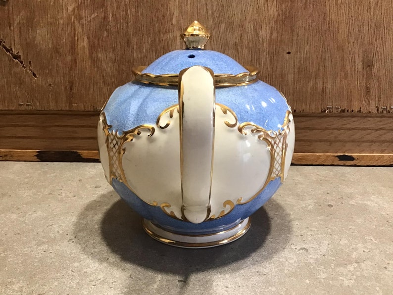 Very Rare Antique Sadler Globe Teapot Blue Crinoline Lady Pattern - Etsy
