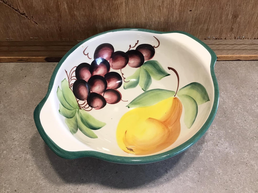 Pizzato Bowl 11" Grapes and Pear Hand Painted Made in Italy Bowl With ...