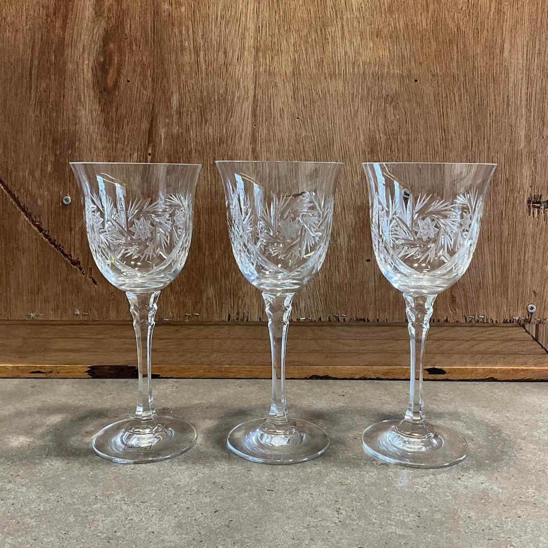 3 Vintage Pinwheel Crystal Wine Glasses Goblets Made in Austria - Etsy