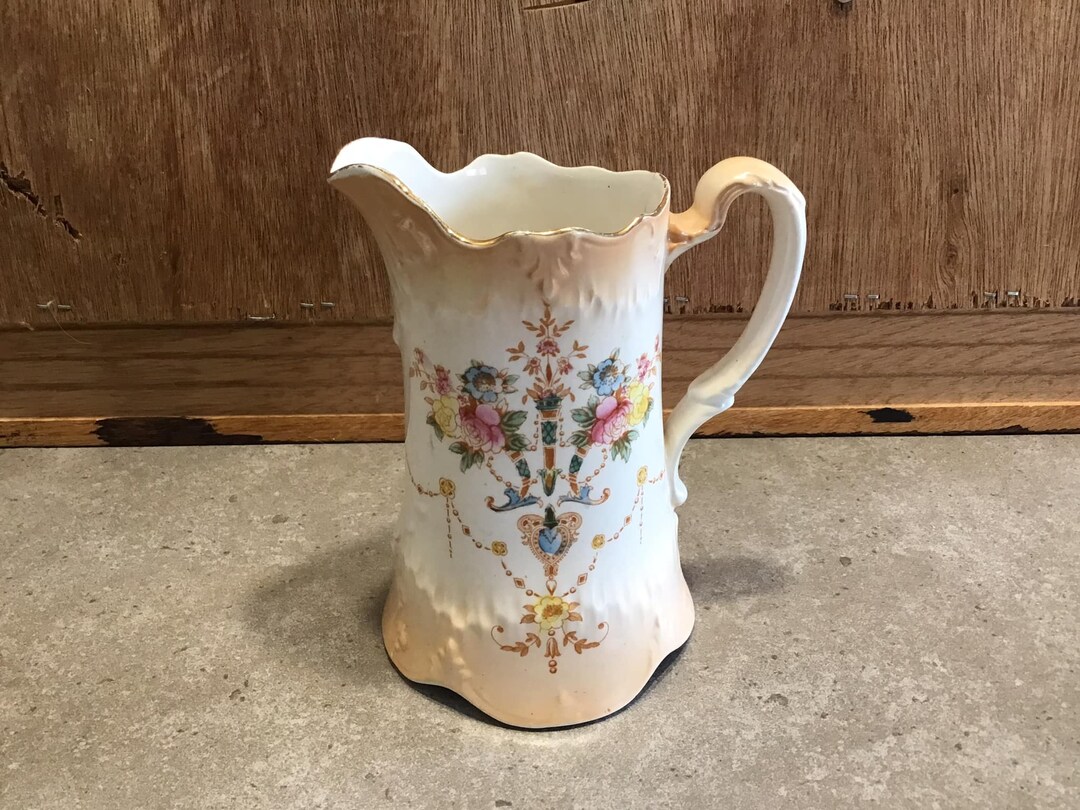Antique Devon Ware Fieldings Ena Pitcher Floral Made in England - Etsy