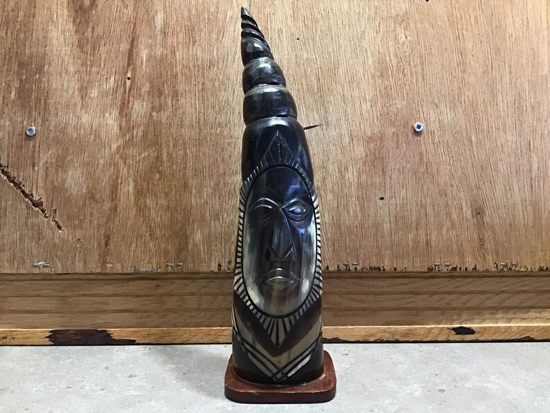 Vintage Carved Cattle Horn African Statue: Mid-century Tribal Decor - Etsy