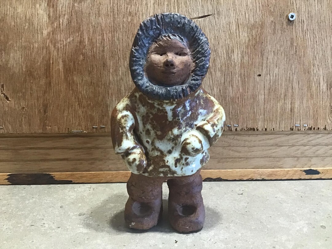 Vintage Primitive Folk Art Native American or Inuit Terracotta Figurine ...