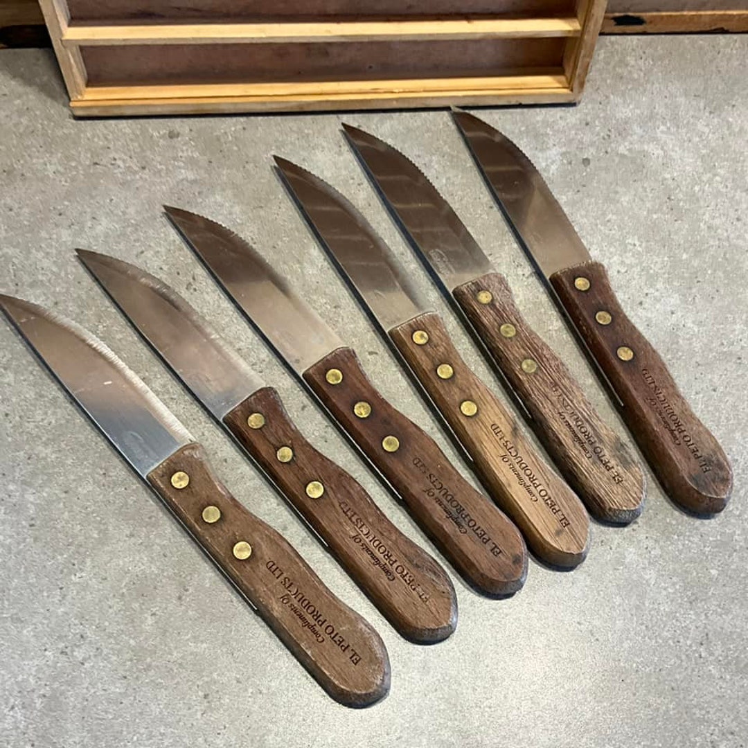 6 Solingen Steak Knives - Blade Steel - Wood Handle - Made in Germany ...