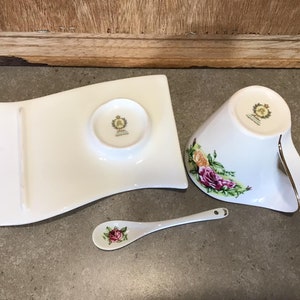 Vintage Adeline Collection Fine Porcelain Tea Set Teacup Saucer & Spoon ...