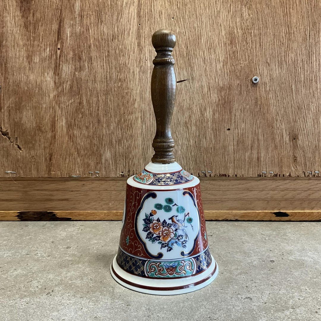 Large Ceramic Dinner Bell, Vintage Floral and Bird Bell, Decorative ...