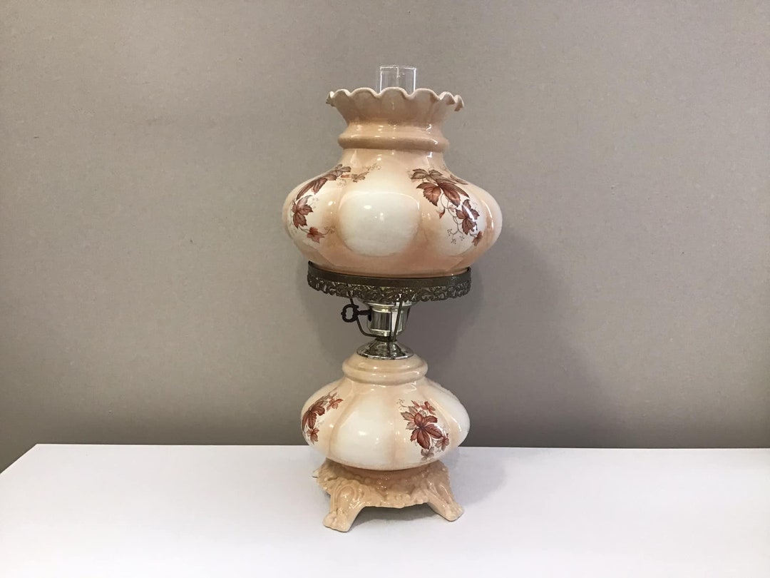 Vintage Floral Ceramic Parlor Table Lamp Mid Century Country Chic ...
