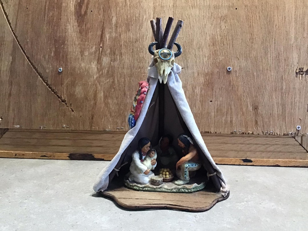 Native American Indian Family Teepee Wigwam Folk Art Sculpture - Etsy