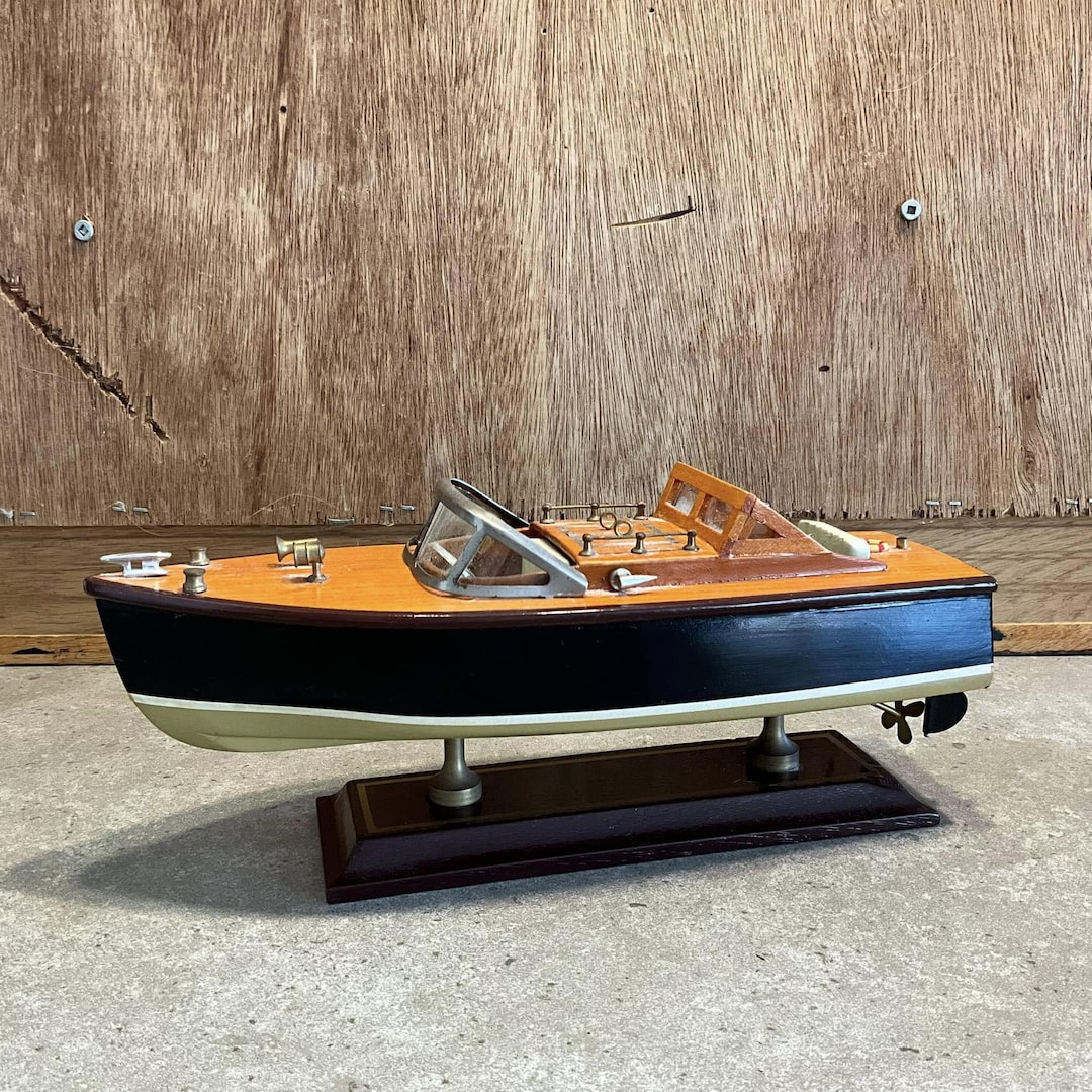 Vintage Wooden Speedboat Model: Nautical Runabout Replica - Etsy