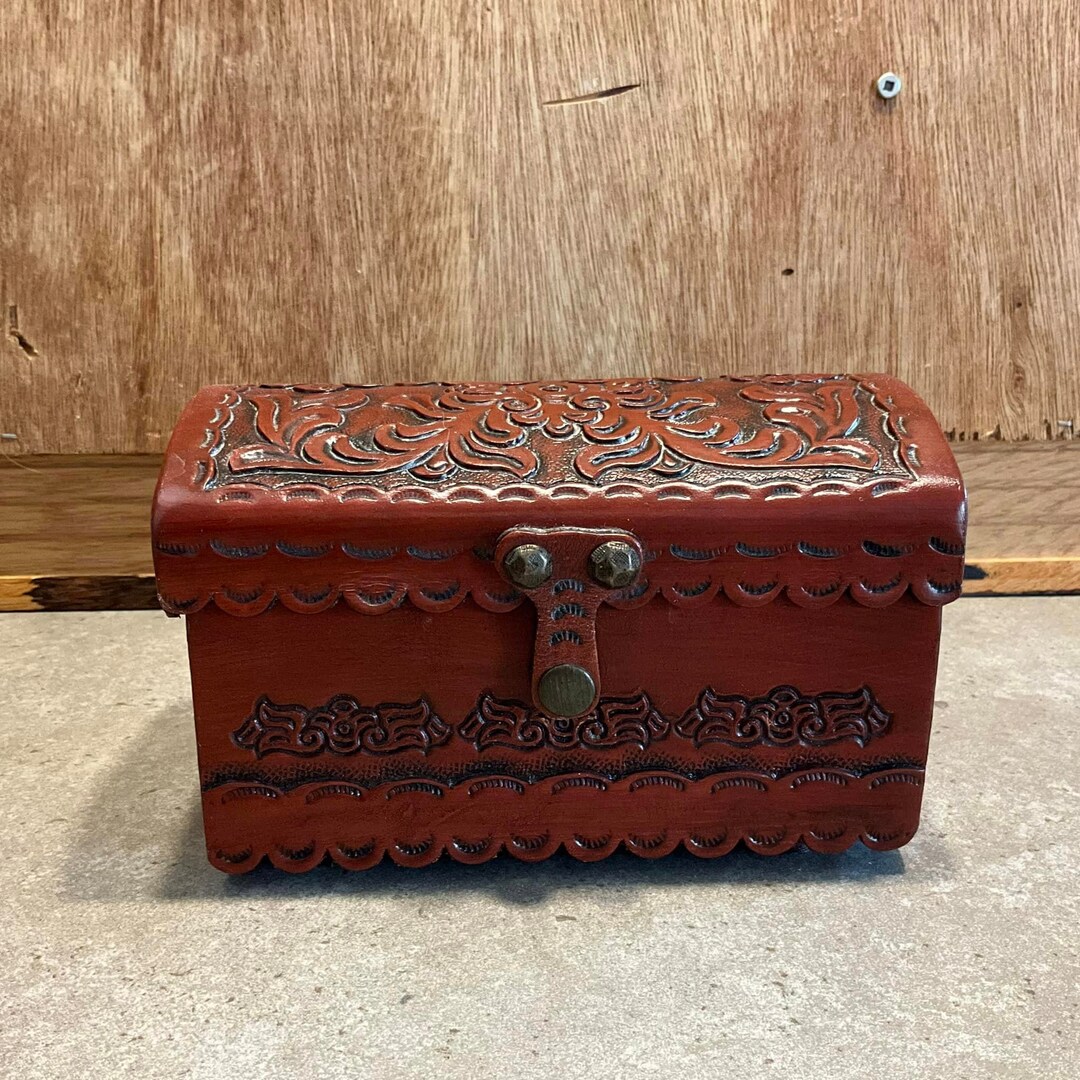 Vintage Peruvian Leather and Wood Jewelry Chest, Jewelry Box - Etsy