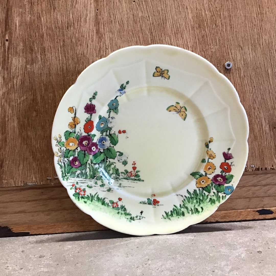 Antique England Salad Plate Hollyhock by CROWN STAFFORDSHIRE - Etsy