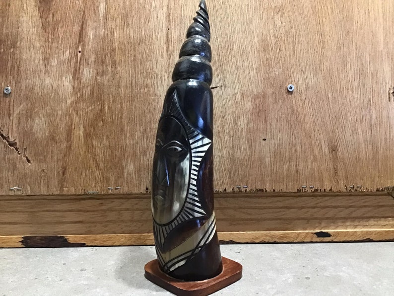 Vintage Carved Cattle Horn African Statue: Mid-century Tribal Decor - Etsy