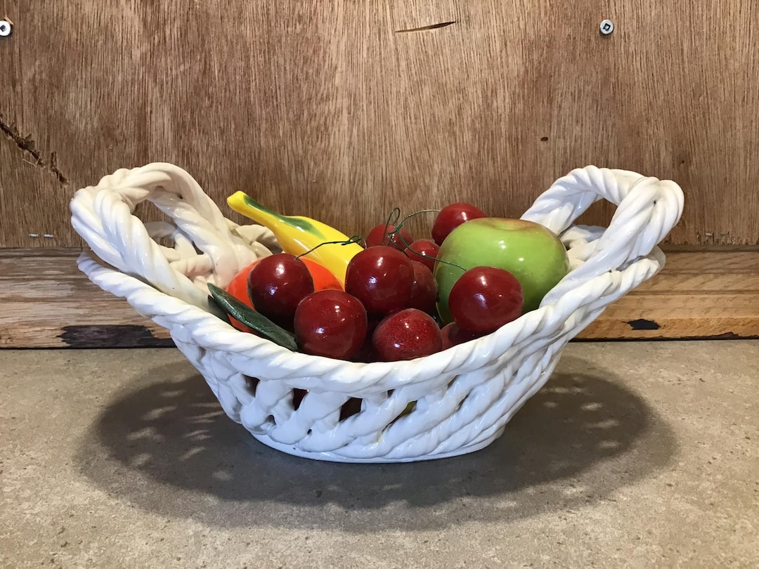 Vintage Keramik Kunstkeramik Obst Kirsche Banane Apfel Schüssel Korb ...