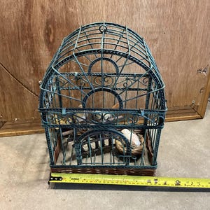 Metal Bird Cage With 3 Faux Birds , Decorative Bird Cage, Kitchen Decor ...
