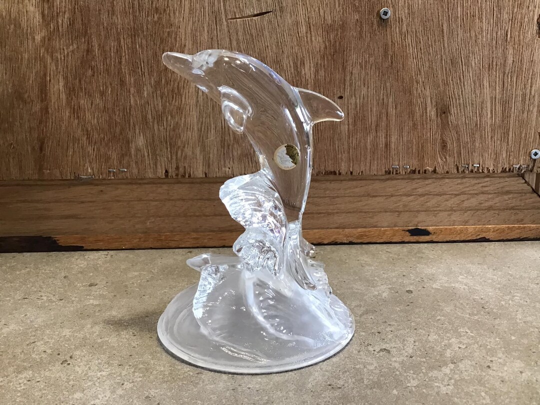 Vintage Clear Dolphin Figurine, Vintage Glass Wonders of the Wild ...