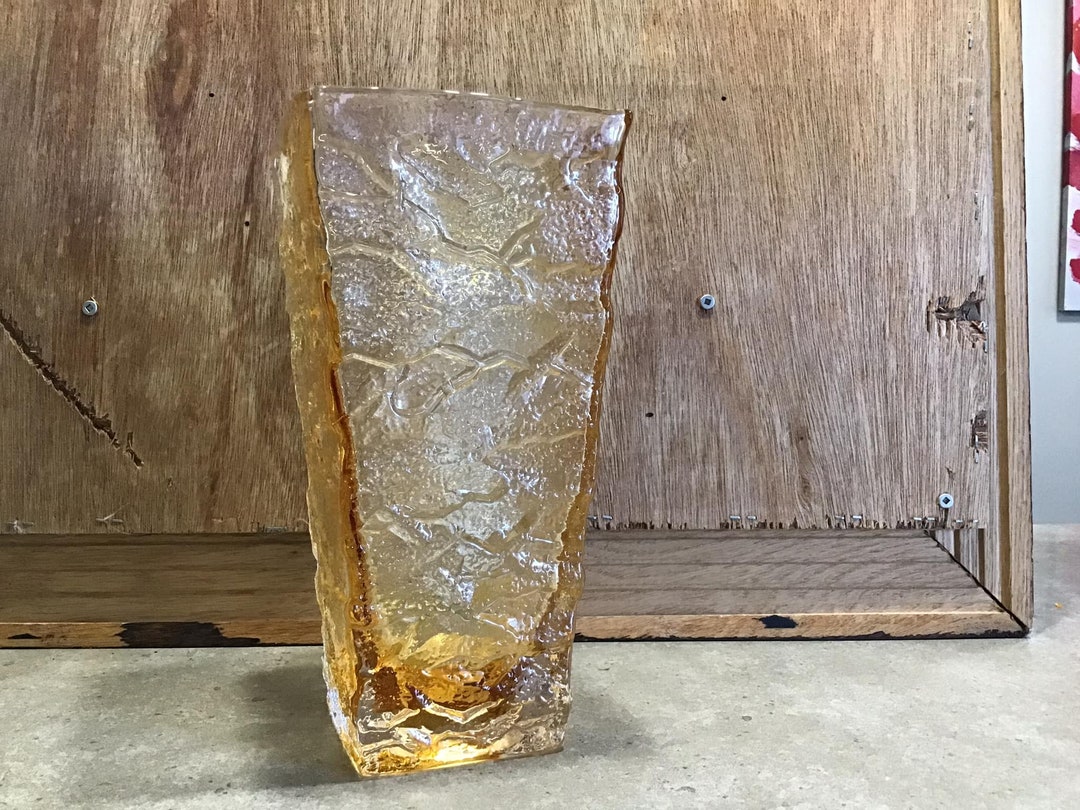 Ice Cube Textured Vase Art Glass Scandinavian Style - Etsy