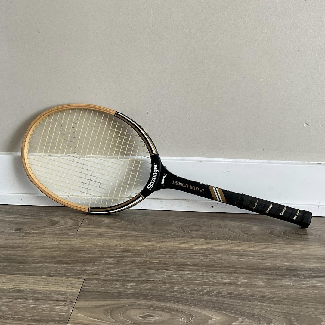 Vintage Slazenger Demon Mid Jr Wood Tennis Racket Athletic Wall Sports ...