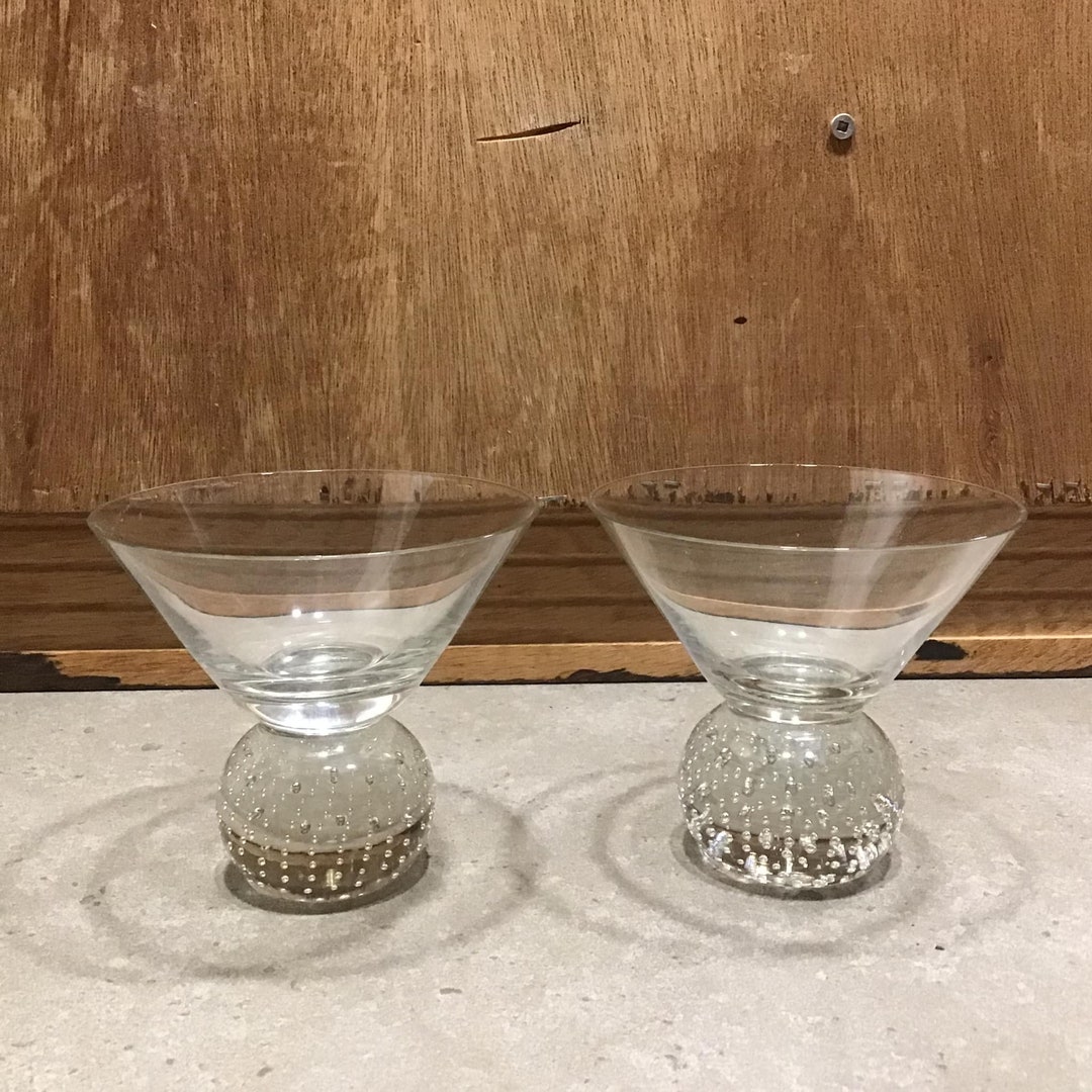 2 Vintage Bubble Martini Glasses Set of 2 ~ Postmodern Drinkware ...
