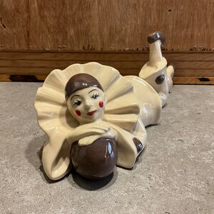 Vintage Pierrot Mime Statue Glazed Ceramic Clown Statuette Kitsch ...