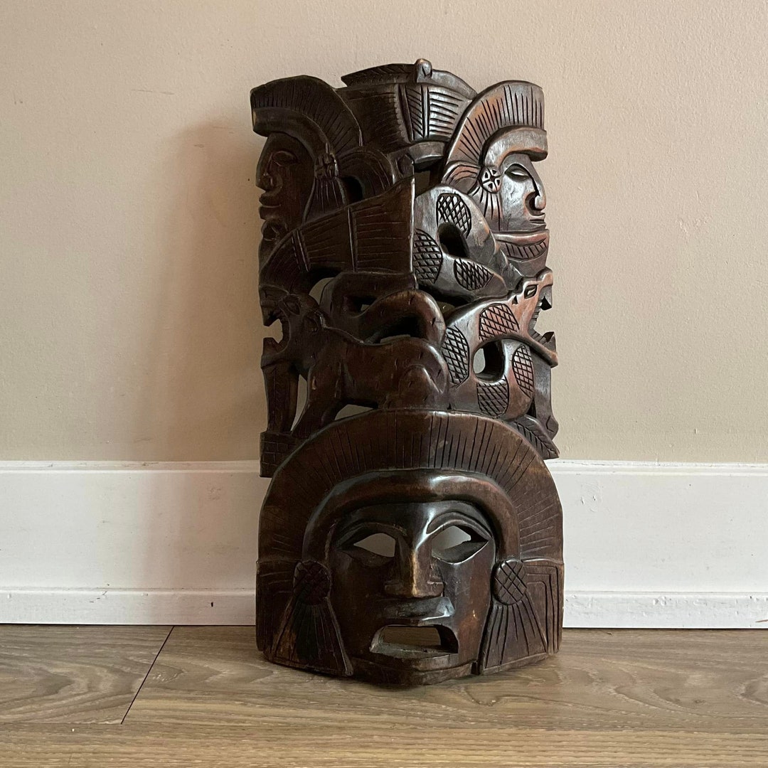 Vintage Wall Aztec Mask, Inca Mask, Mayan Mask, Wooden Mask, Inca Decor ...
