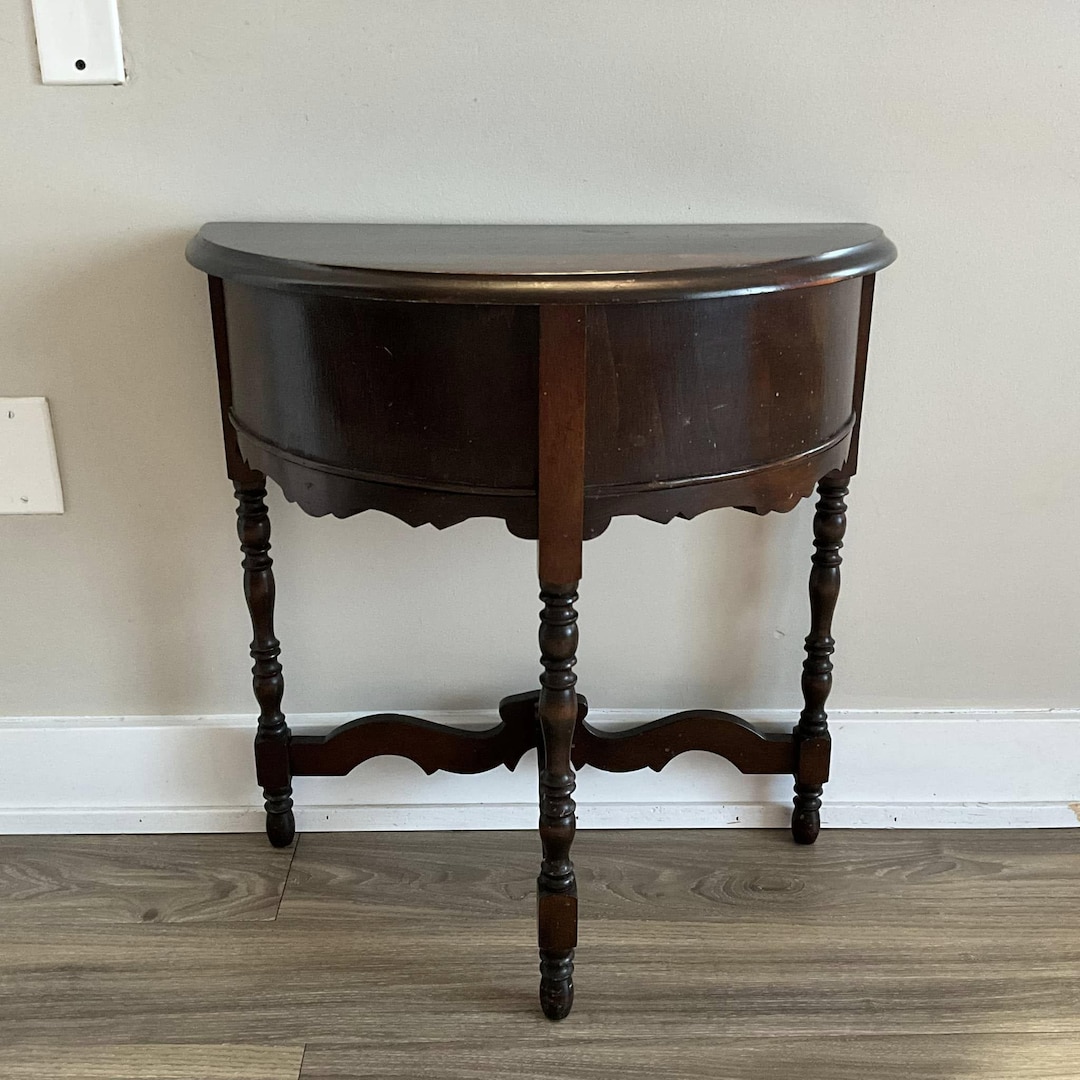 Vintage Half Moon Wood Side Table: Entry Hall Accent Table - Etsy