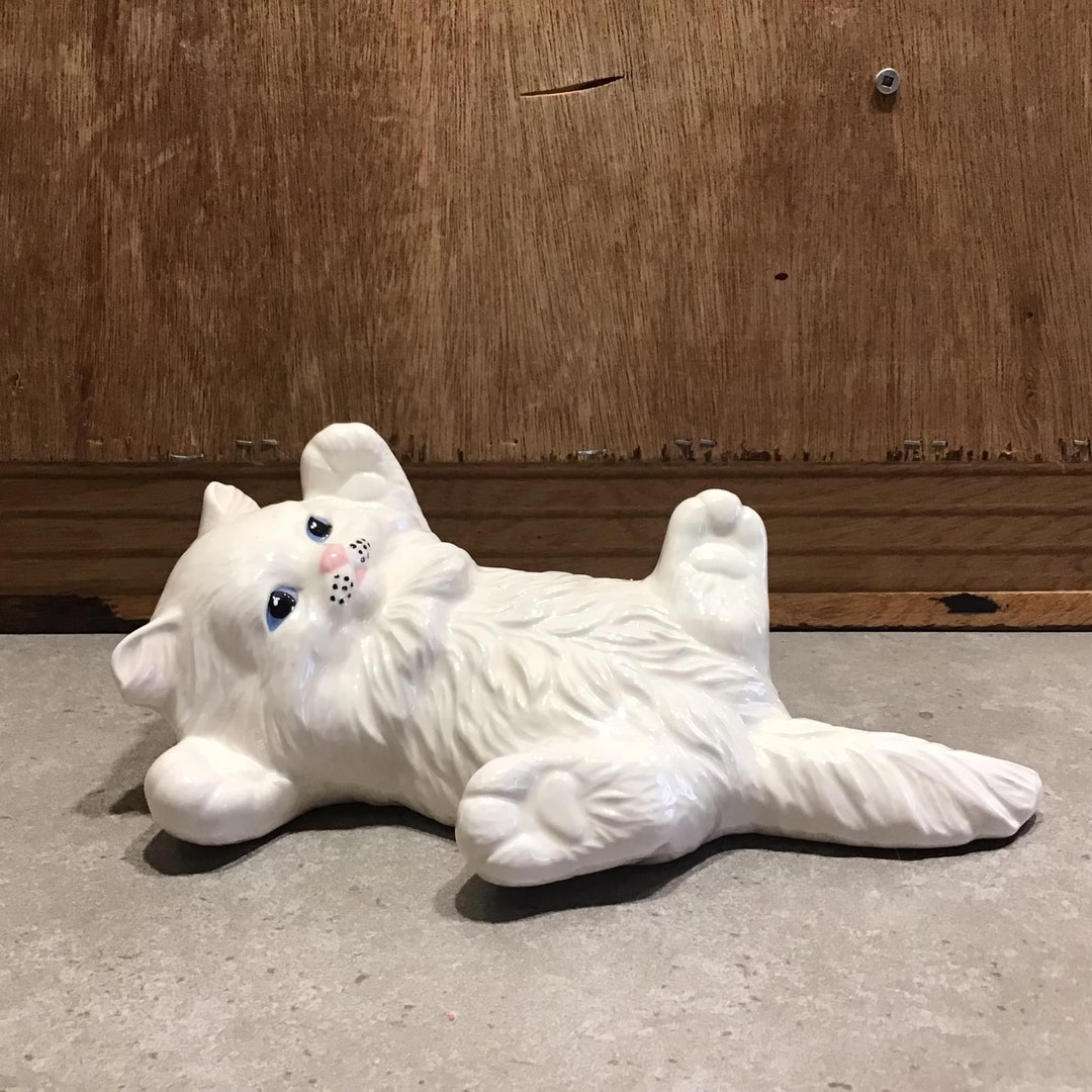 Vintage White Cat Figure, Ceramic White Cat, Porcelain White Cat, White ...