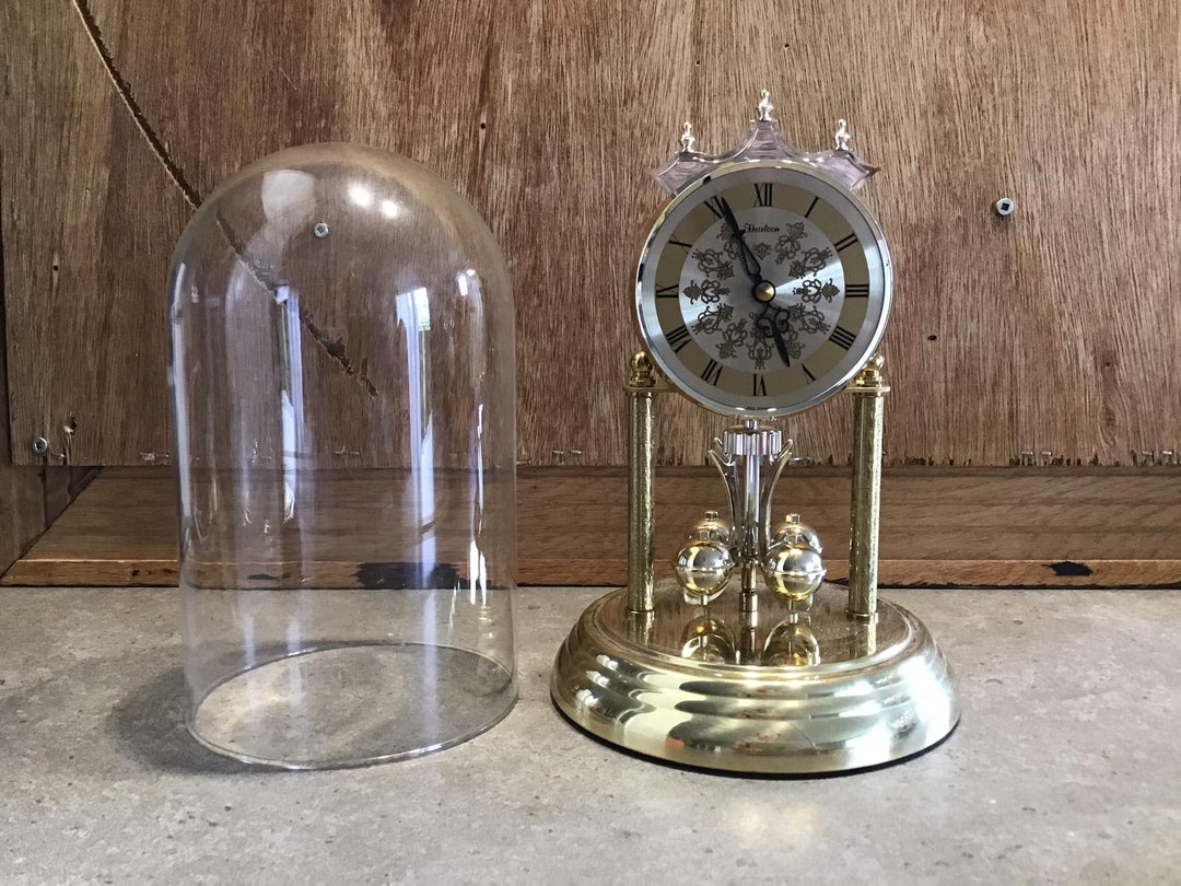 Vintage German Mantel Clock Dome Germany Clock, Glass Dome Clock ...