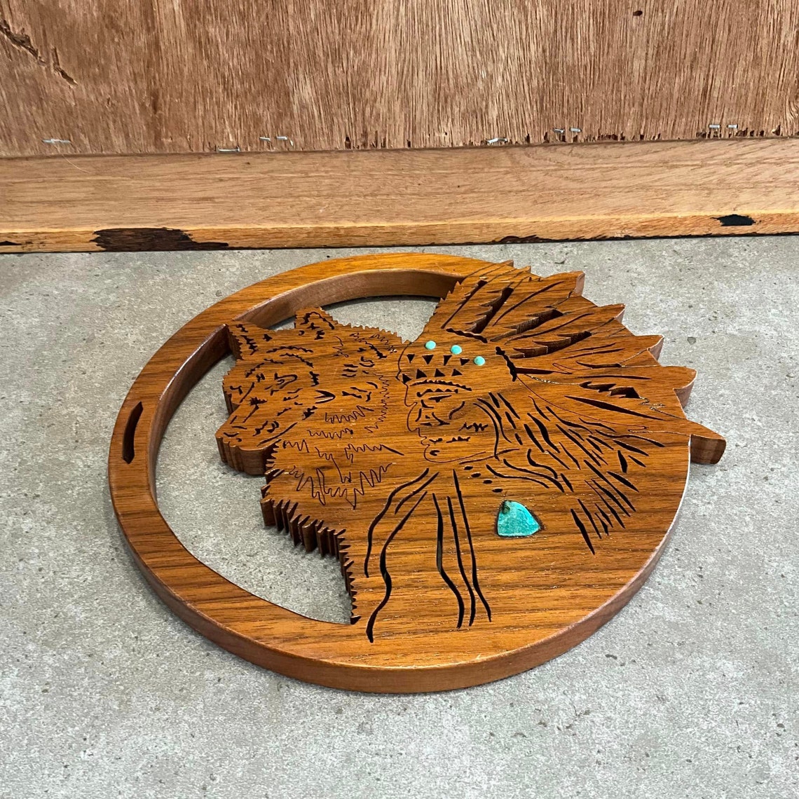 Native American With a Wolf, Carved Wood Wall Art Decor - Etsy