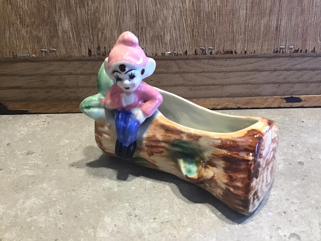 Vintage Small Planter With Figurine Made in Japan - Etsy
