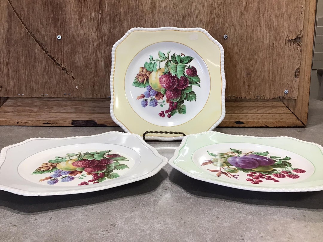 3 Vintage England Simpsons Ambassador Ware Fruits Center - Cake/serving ...