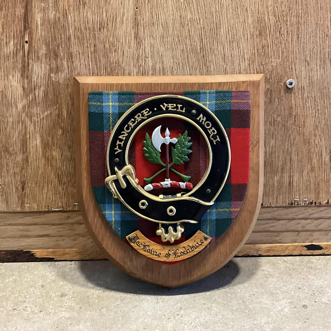 Vintage Wood Clan Crest Badge Wall Plaque, Scottish, Made in Scotland ...