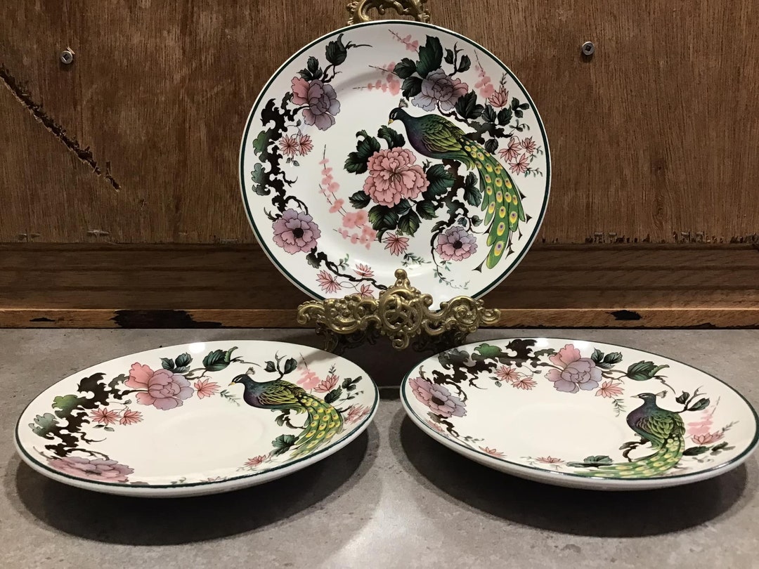 3 Vintage Myott Meakin Pottery Plates - Exotic Garden Pattern, From the ...