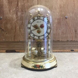 RARE Hermle 400 Day Anniversary Clock Brass & Glass Dome Vintage ...