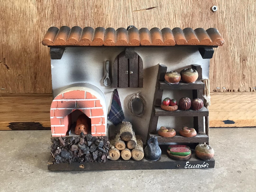 Vintage Handmade Wood 3D Rustic Folk Art DIORAMA Log Cabin Wall Decor ...