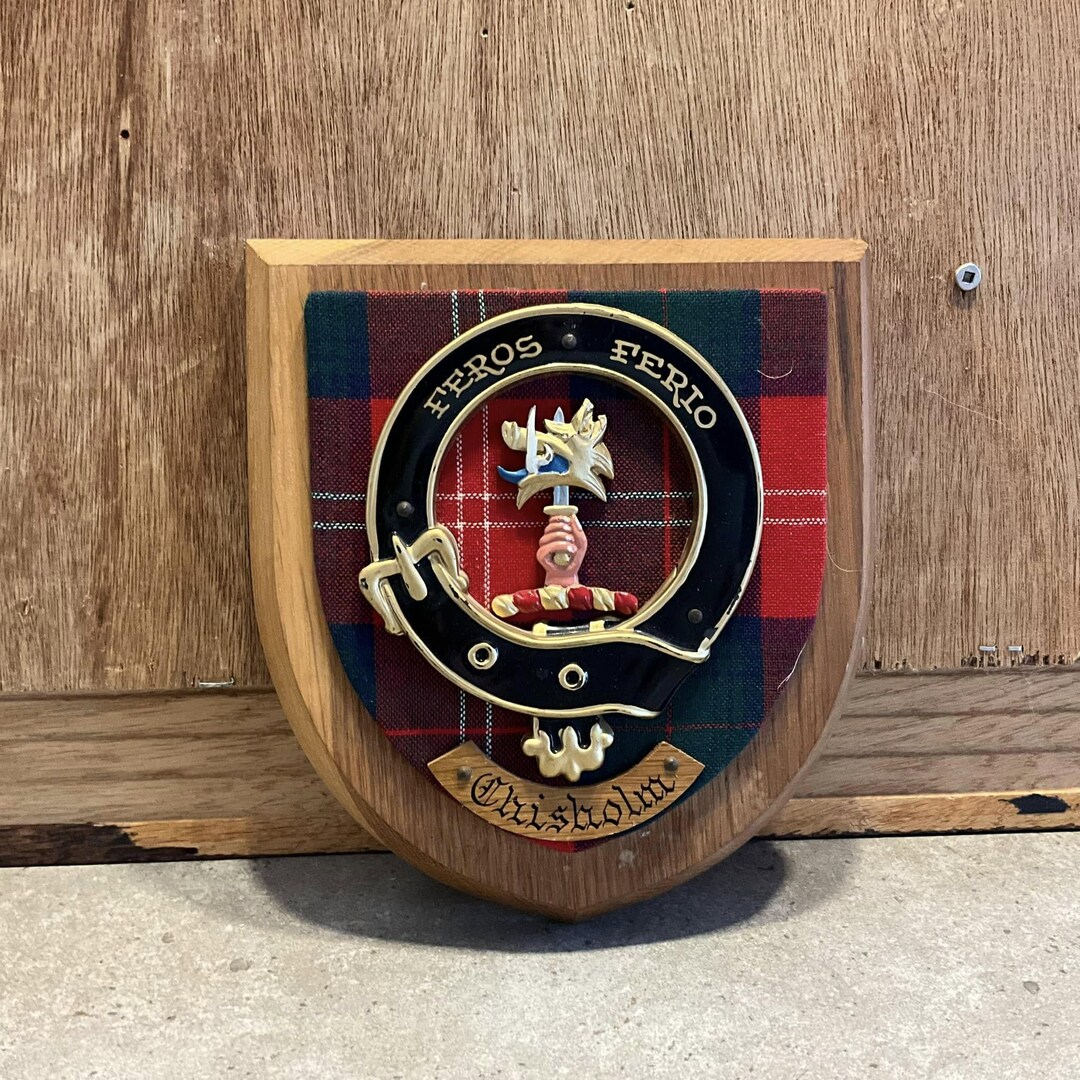 Vintage Wood Clan Crest Badge Wall Plaque, Scottish, Made in Scotland ...