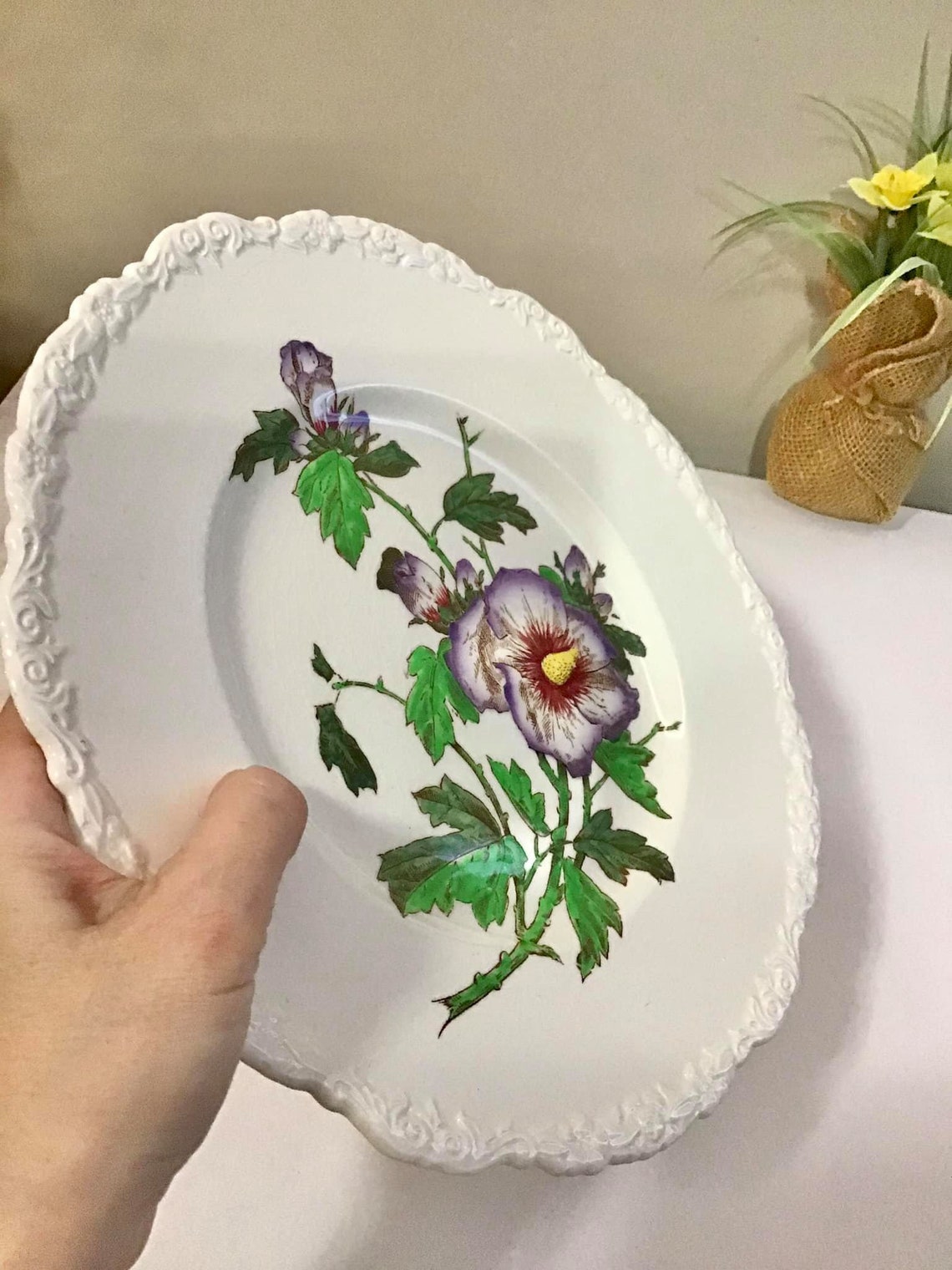 Vintage Royal Cauldon Large Dinner Plate / England Flower - Etsy