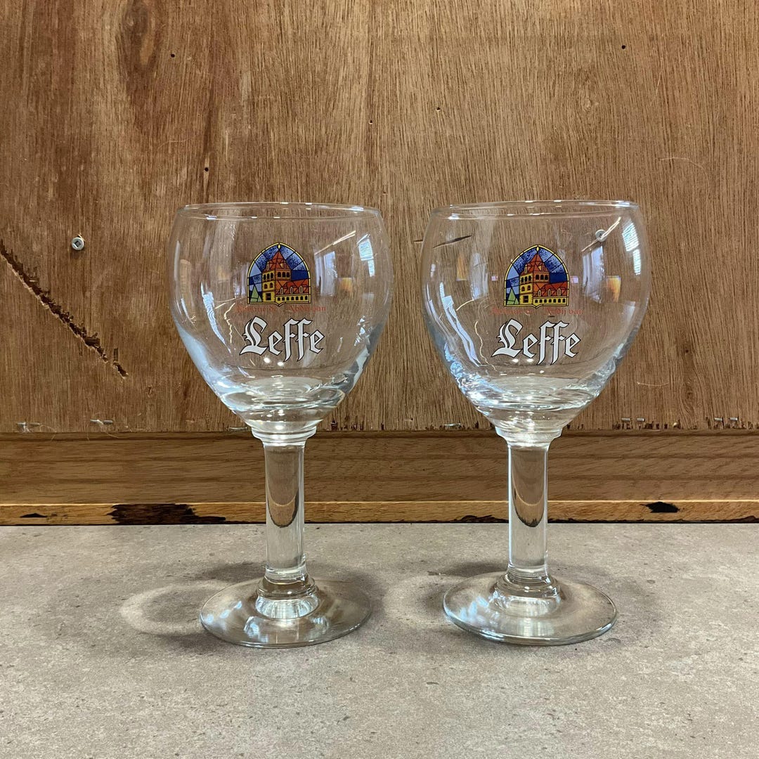 2 Leffe Abbey Beer Glasses, Belgian Beer Glass Chalice, Set of Two ...