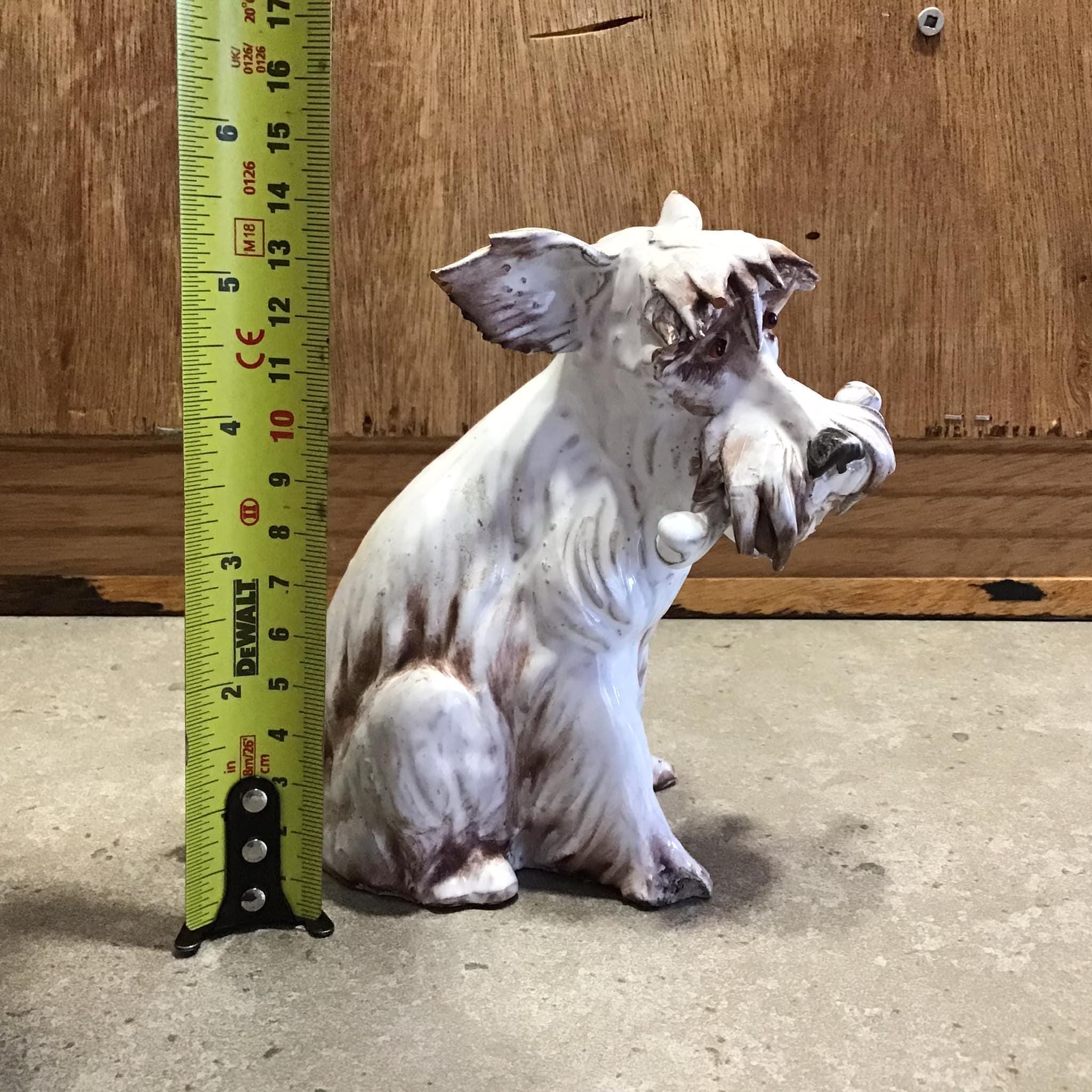 Rare Guido Cacciapuoti Capodimonte SEATED TERRIER DOG With Bone Made in ...