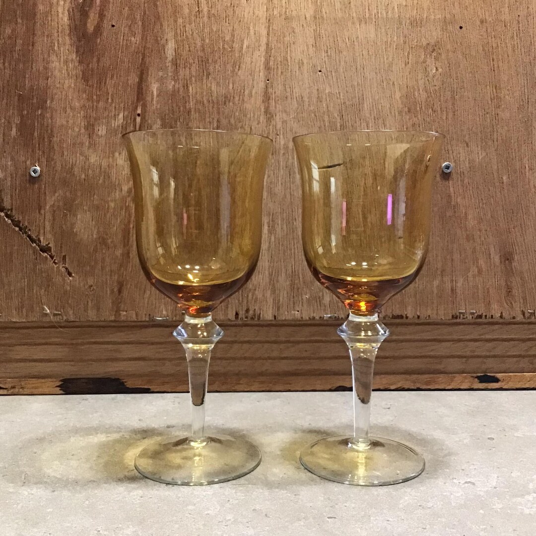 Water Goblets Aurora Amber Glass by DENBY Blown Glass - Etsy
