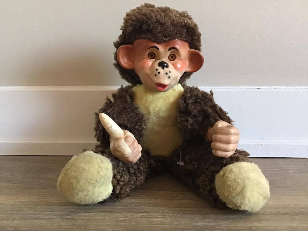 Vintage Rubber Face Monkey Plush Toy With Banana - Etsy
