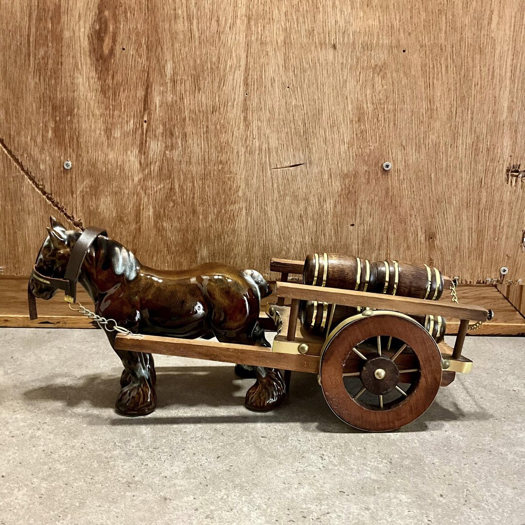 Vintage Shire Horse & Barrel Cart Figurine Vintage Ceramic Horse ...