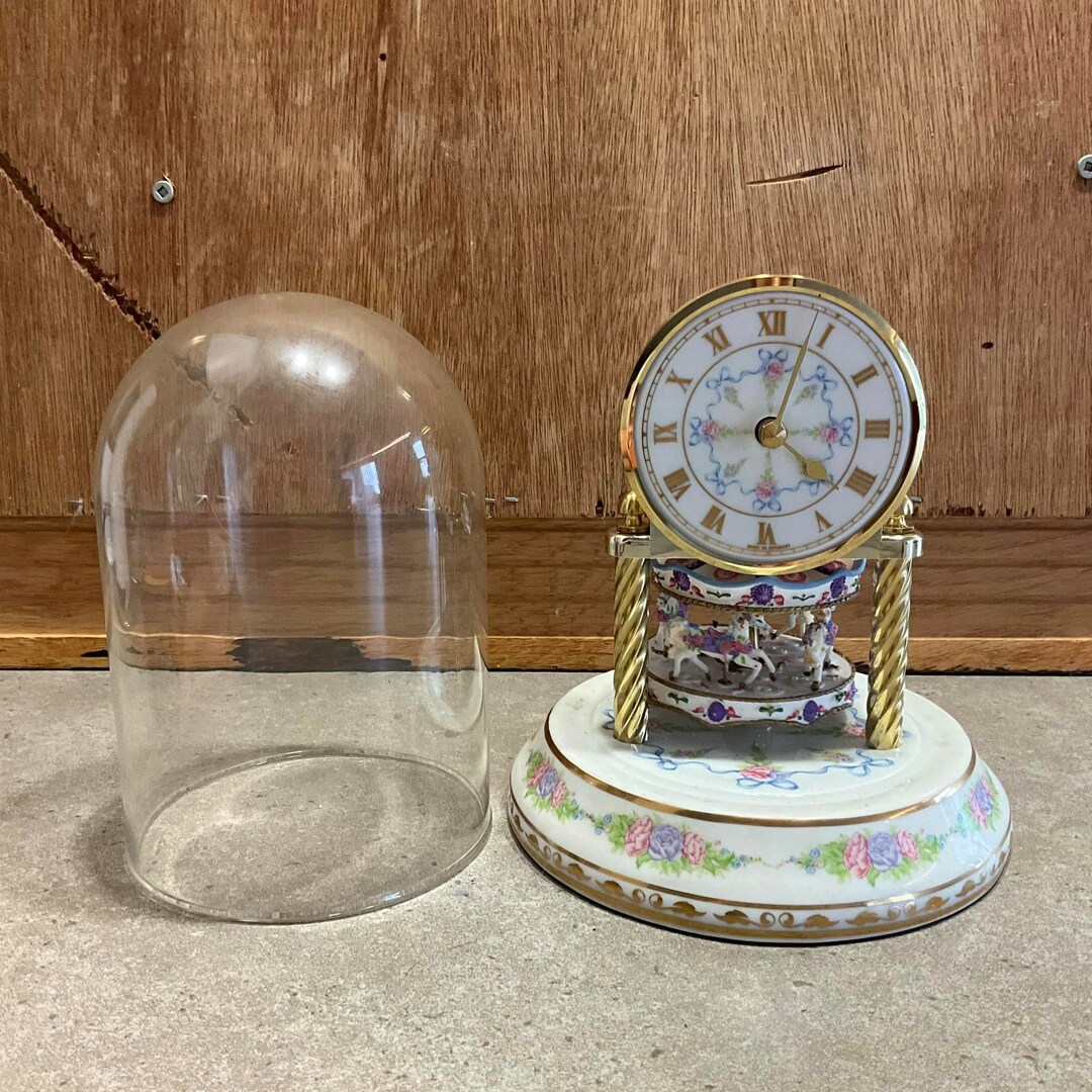 Carousel Horse Clock, Made in Germany, Porcelain Dome Clock, Floral - Etsy