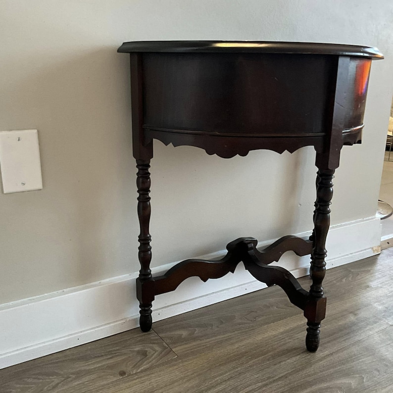 Vintage Half Moon Wood Side Table: Entry Hall Accent Table - Etsy