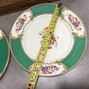 2 MYOTT STAFFORDSHIRE England China Green Dinner Plates "the Bouquet ...