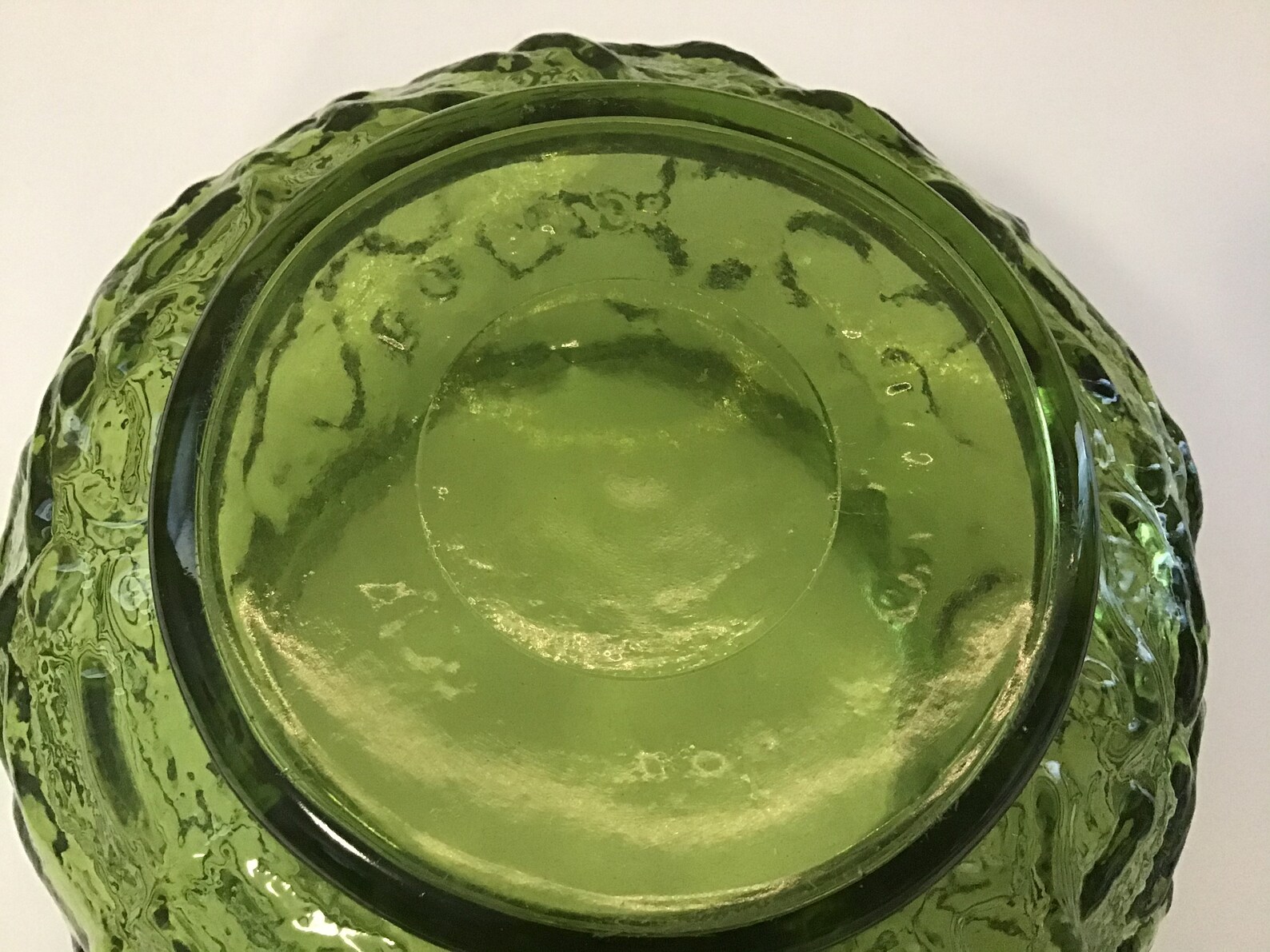 Vintage Olive Green Crinkle Glass Vase E O Brody Modern Mid | Etsy