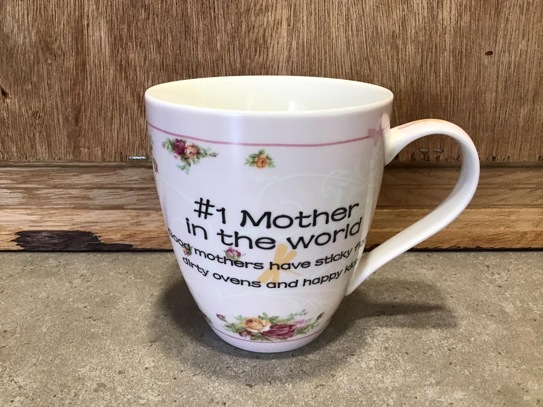 Royal Elfreda Coffee Mug - #1 Mother in the World, Pink Roses Floral ...
