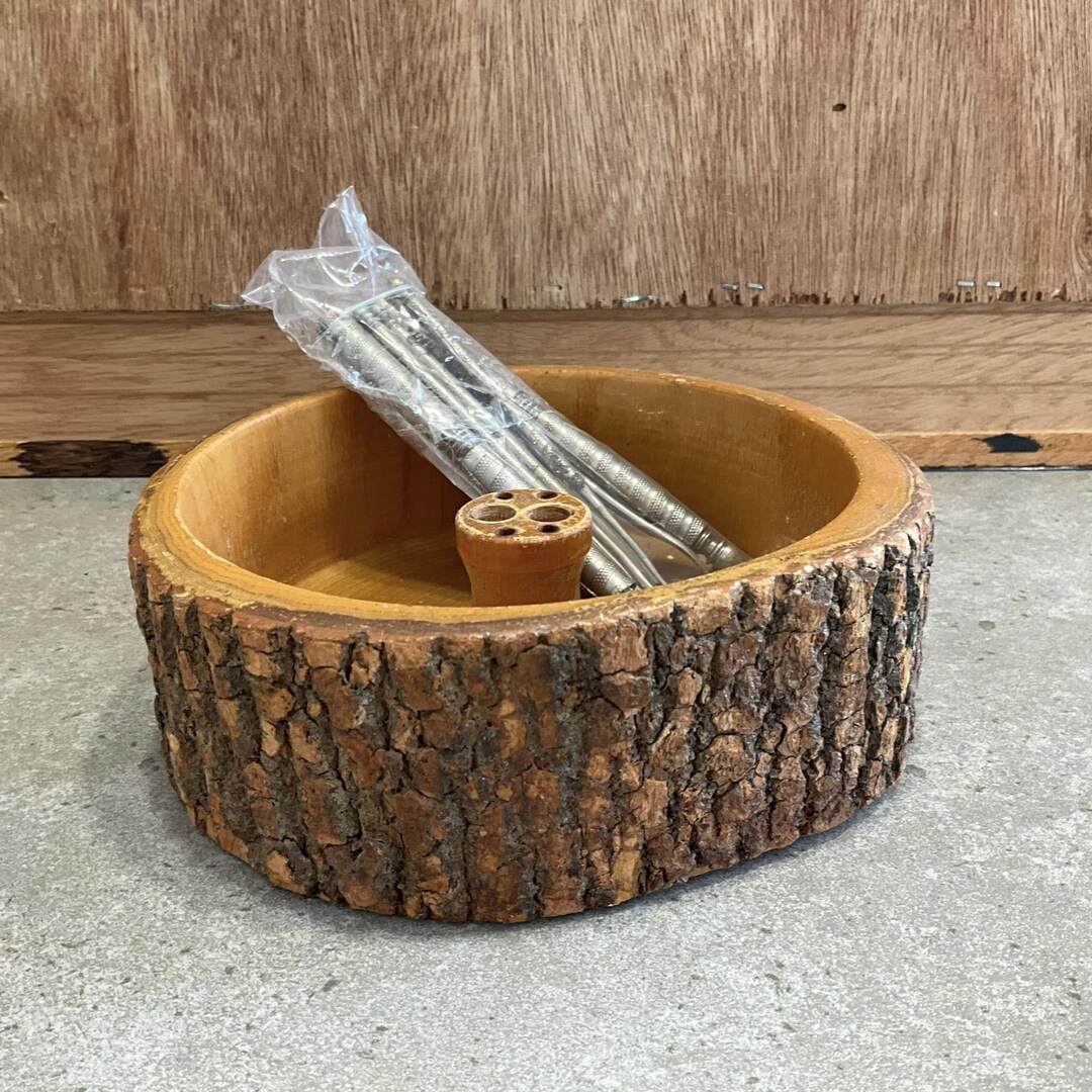 Wooden Nut Bowl Set With Tools, Metal Nut Cracker and Nut Picks ...